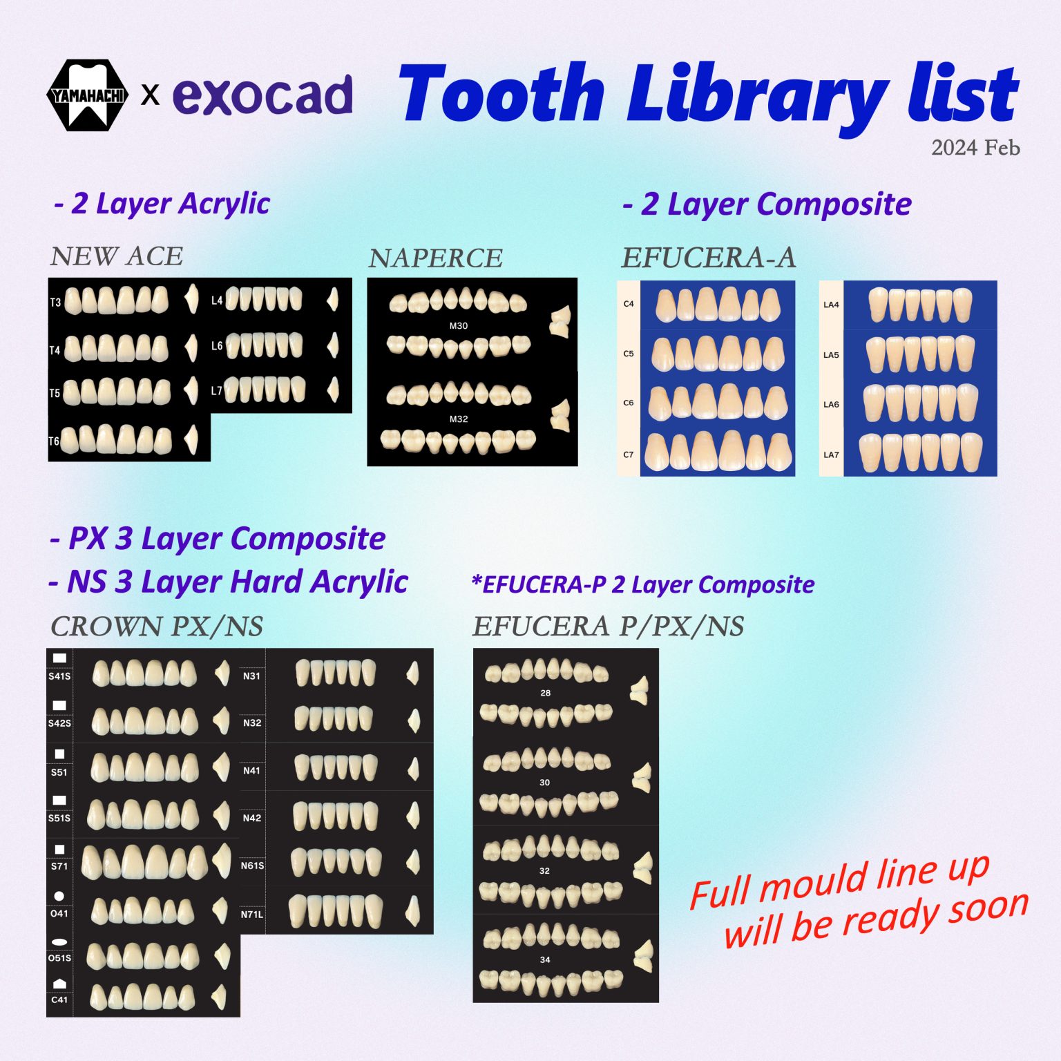 exocad denture tooth libraries | YAMAHACHI DENTAL MFG., CO.